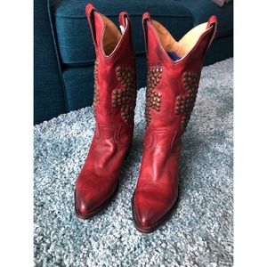 Frye | Shoes | Frye Billy Hammered Stud Burn Red Leather Boots | Poshmark